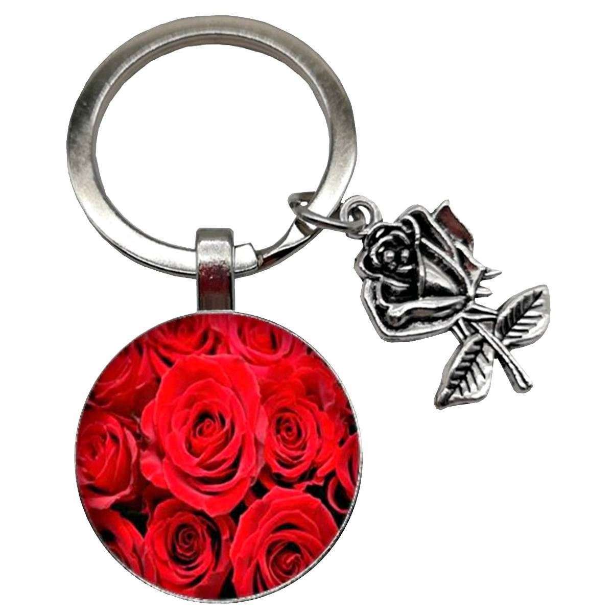 Mens Bassin and Brown Red Roses Key Ring – KJ Beckett